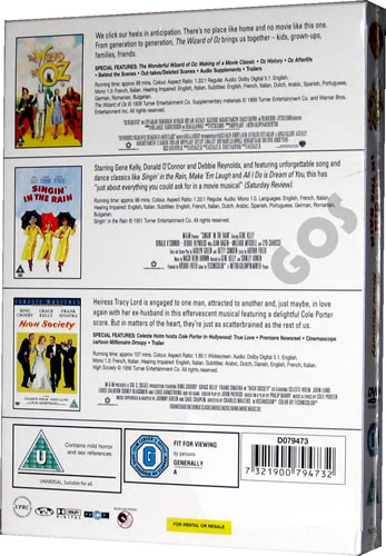 Musicals Collection Boxset 3 DVD 1950s films Wizard Of Oz Singing In ...