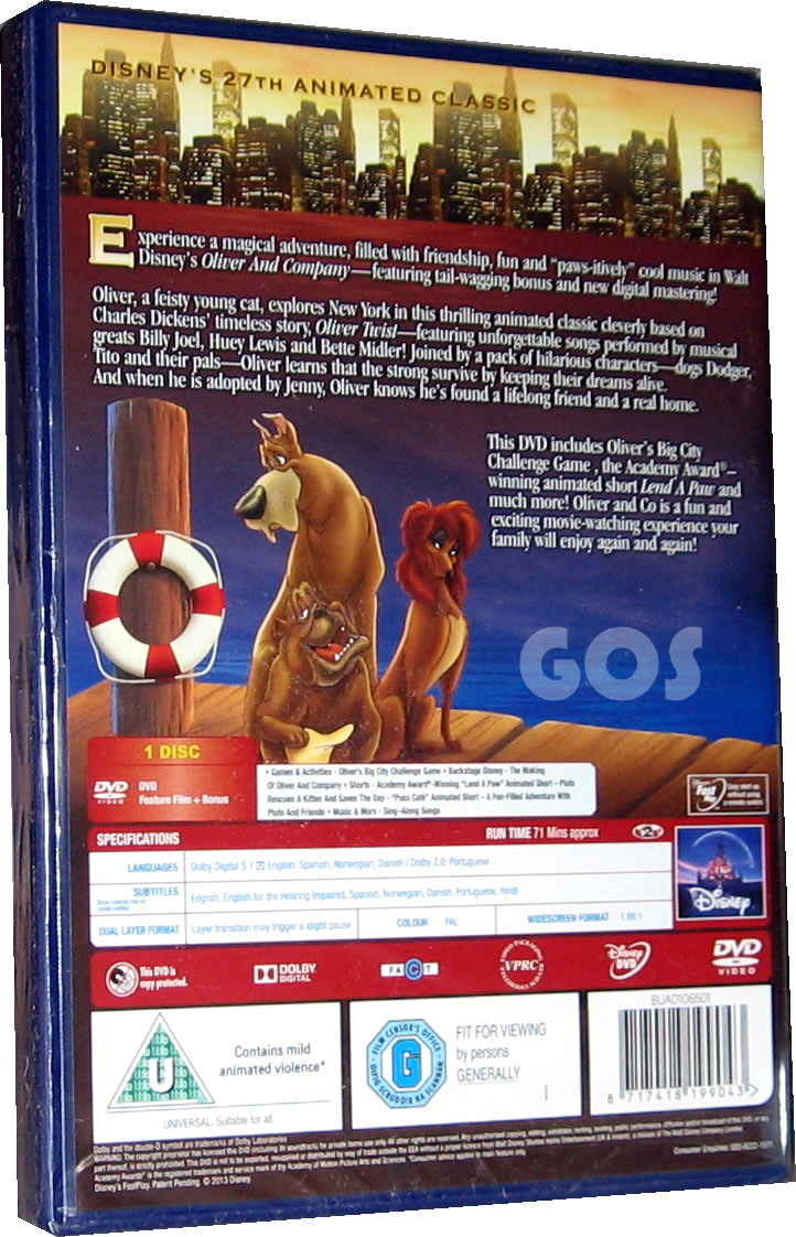 Oliver And Company Walt Disney Anniversary Film Childrens Movie DVD New ...